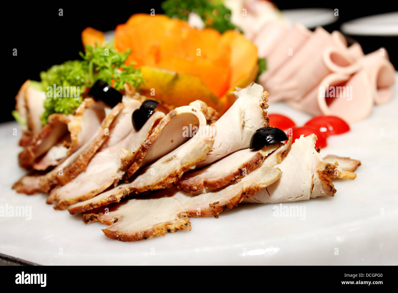 A Cold cuts meat on banquet table in buffet Stock Photo - Alamy