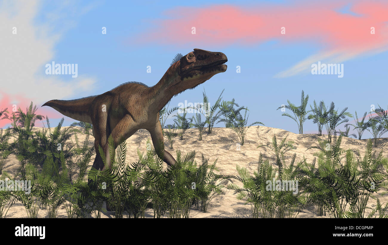 Utahraptor in an arid climate Stock Photo - Alamy