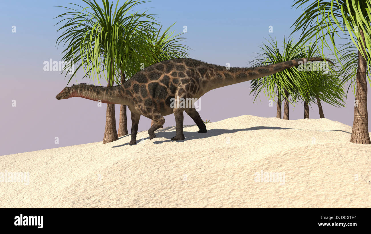 Dicraeosaurus walking in a tropical environment Stock Photo - Alamy
