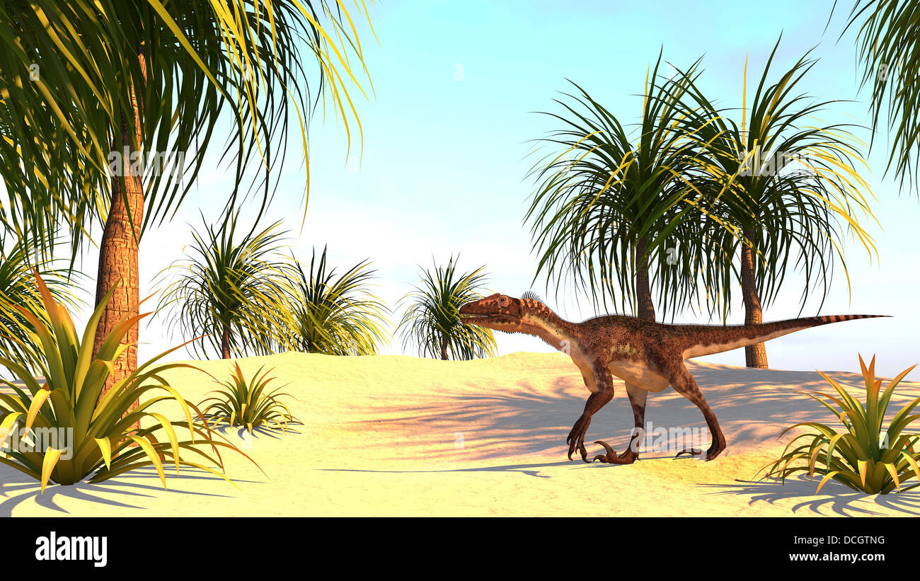 Utahraptor in a prehistoric environment Stock Photo - Alamy