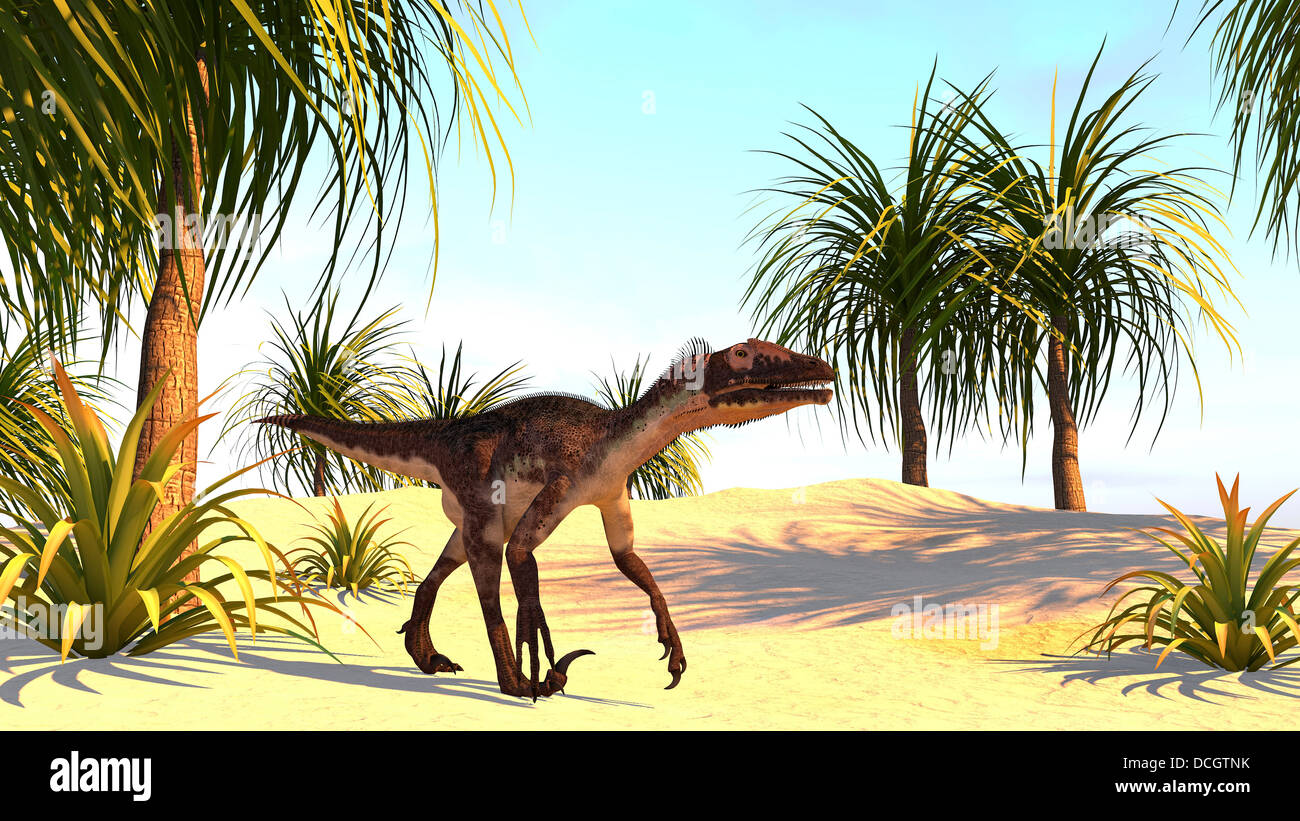 Utahraptor in a prehistoric environment Stock Photo - Alamy