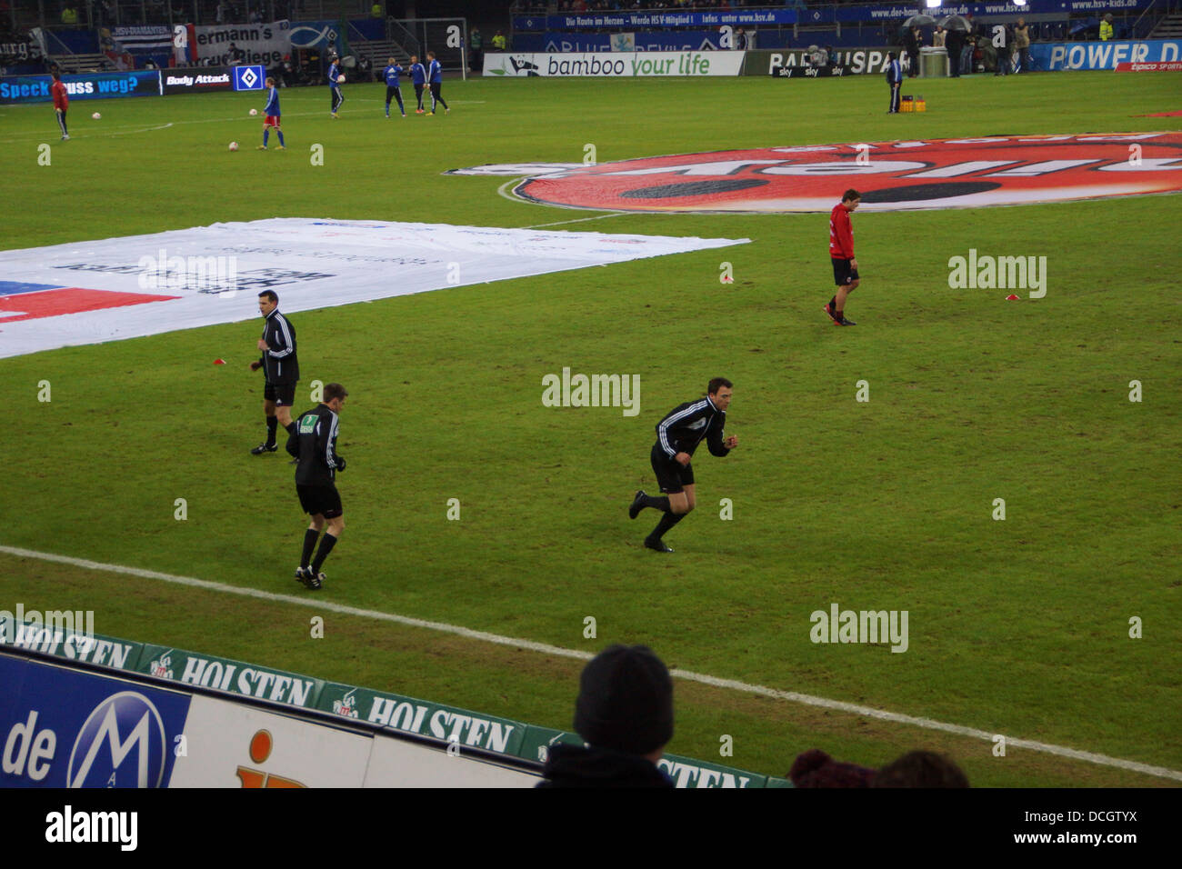 The football referee are warming up themselfs before the match Stock ...