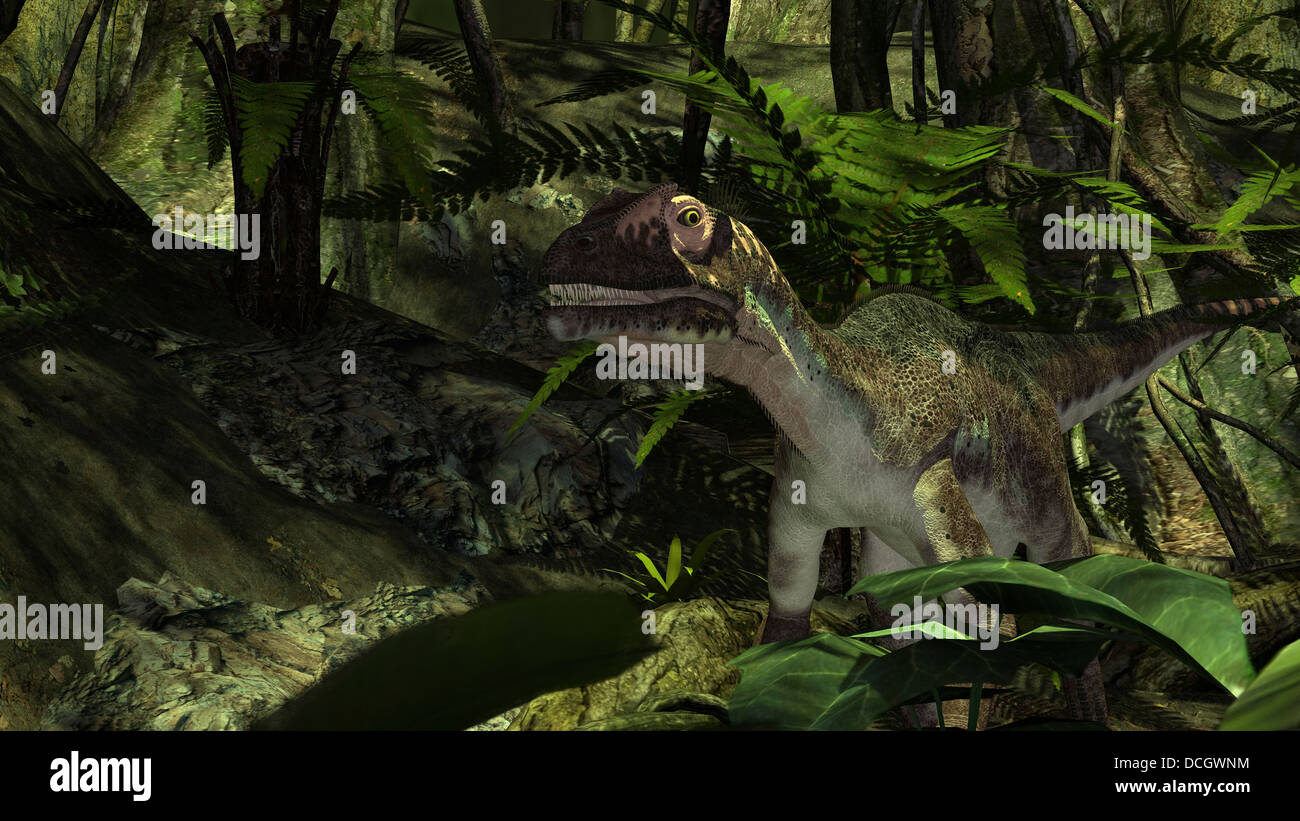 Utahraptor in a prehistoric forest Stock Photo - Alamy
