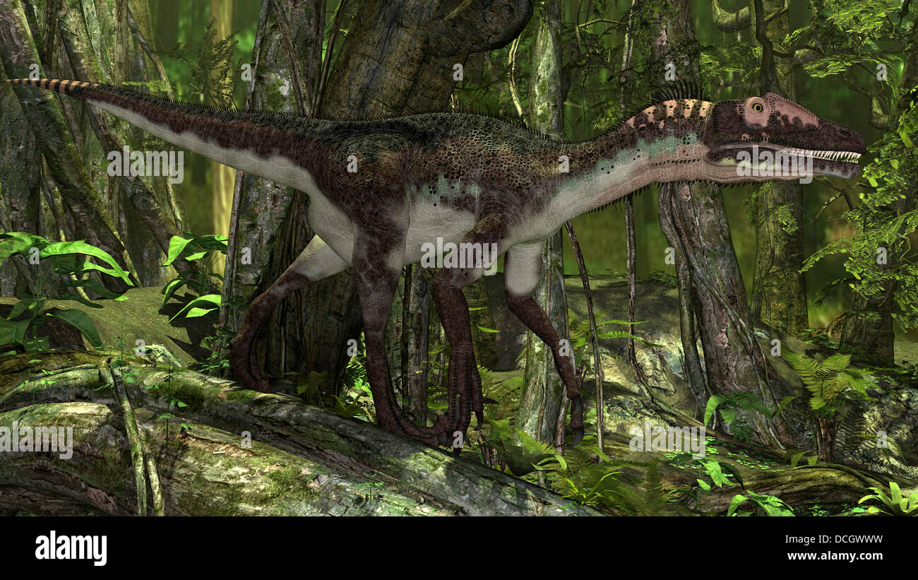 Utahraptor in a prehistoric forest Stock Photo - Alamy