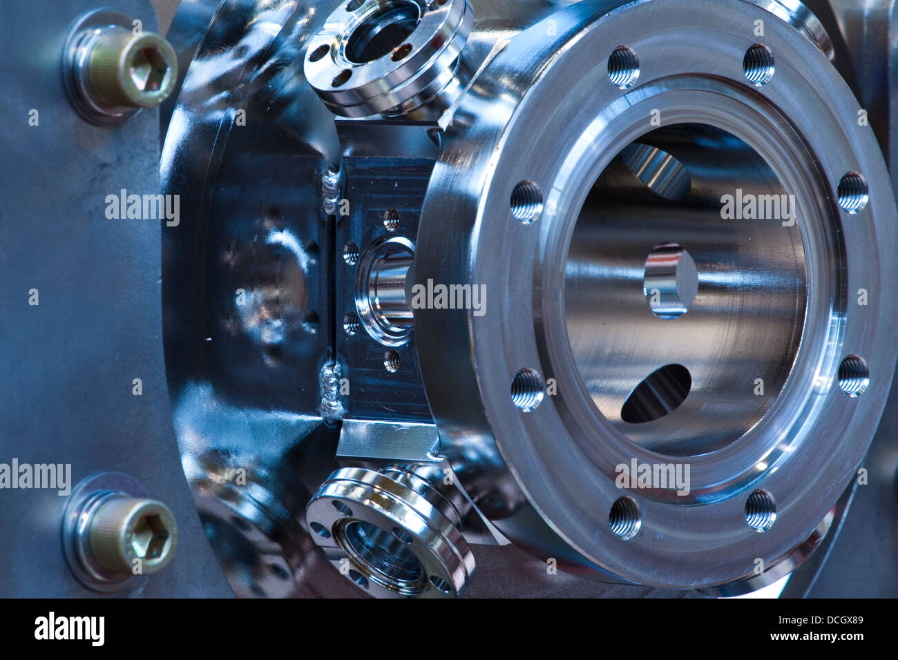 Abstract image of a high-vacuum diagnostic box for a particle ...