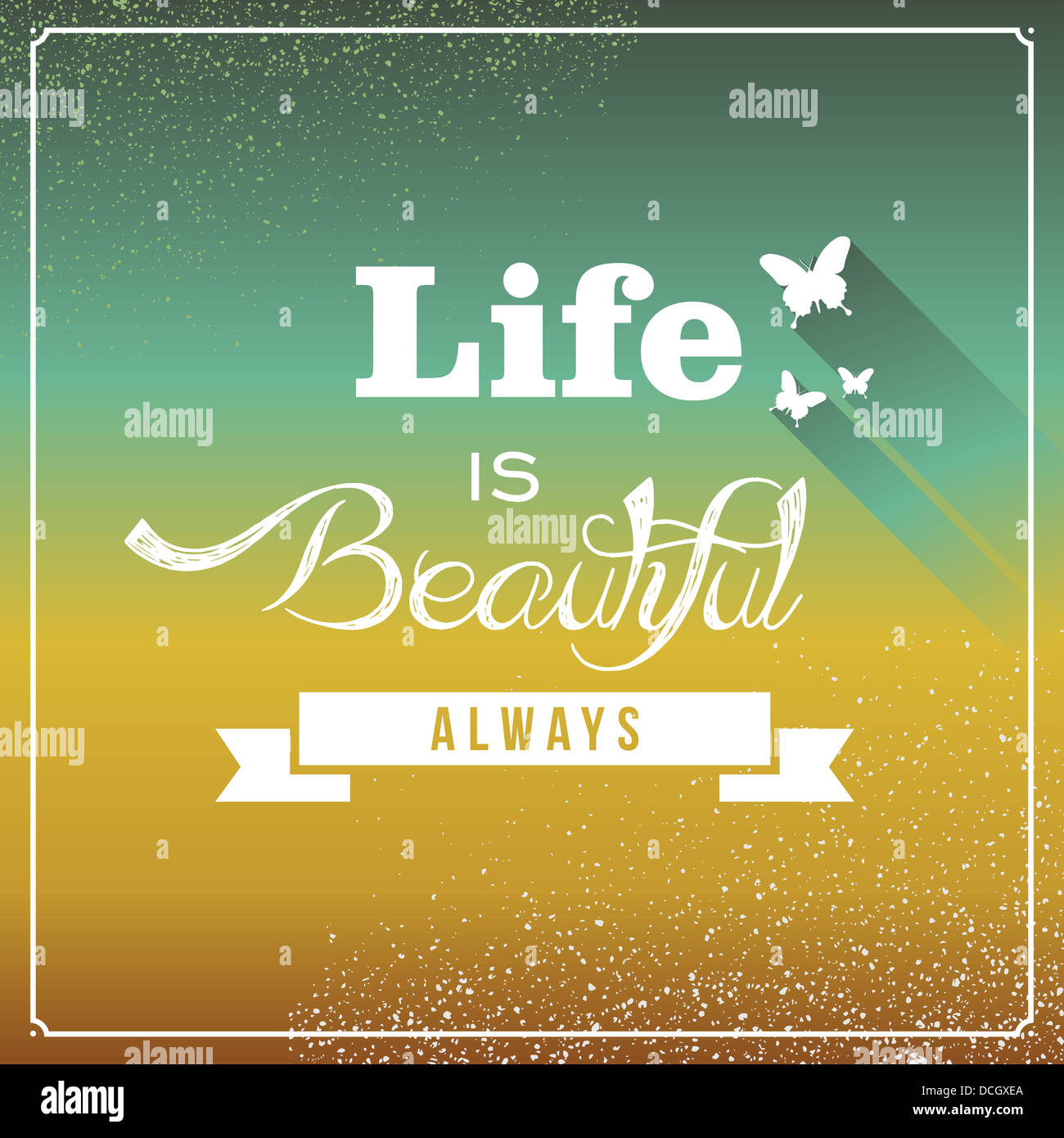 Retro life is beautiful text butterfly shapes wallpaper. Vector file ...