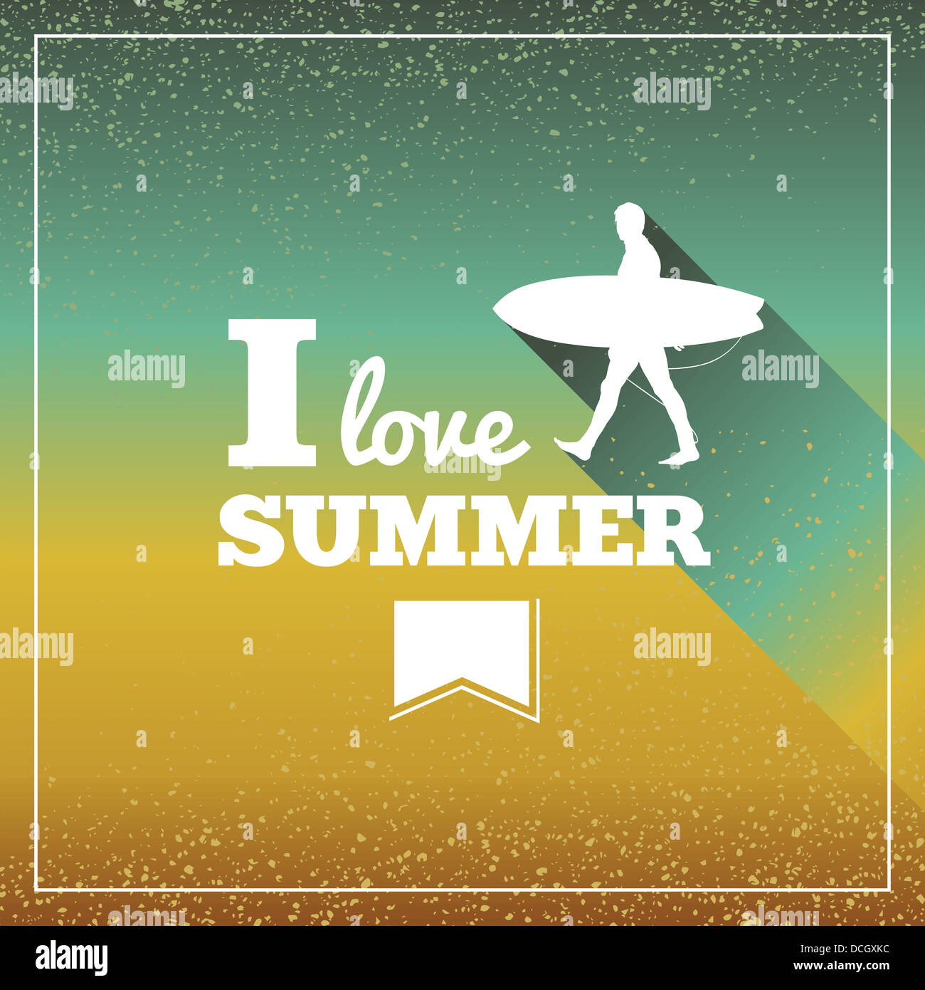 Retro i love summer text surfing board man poster concept. Vector file ...