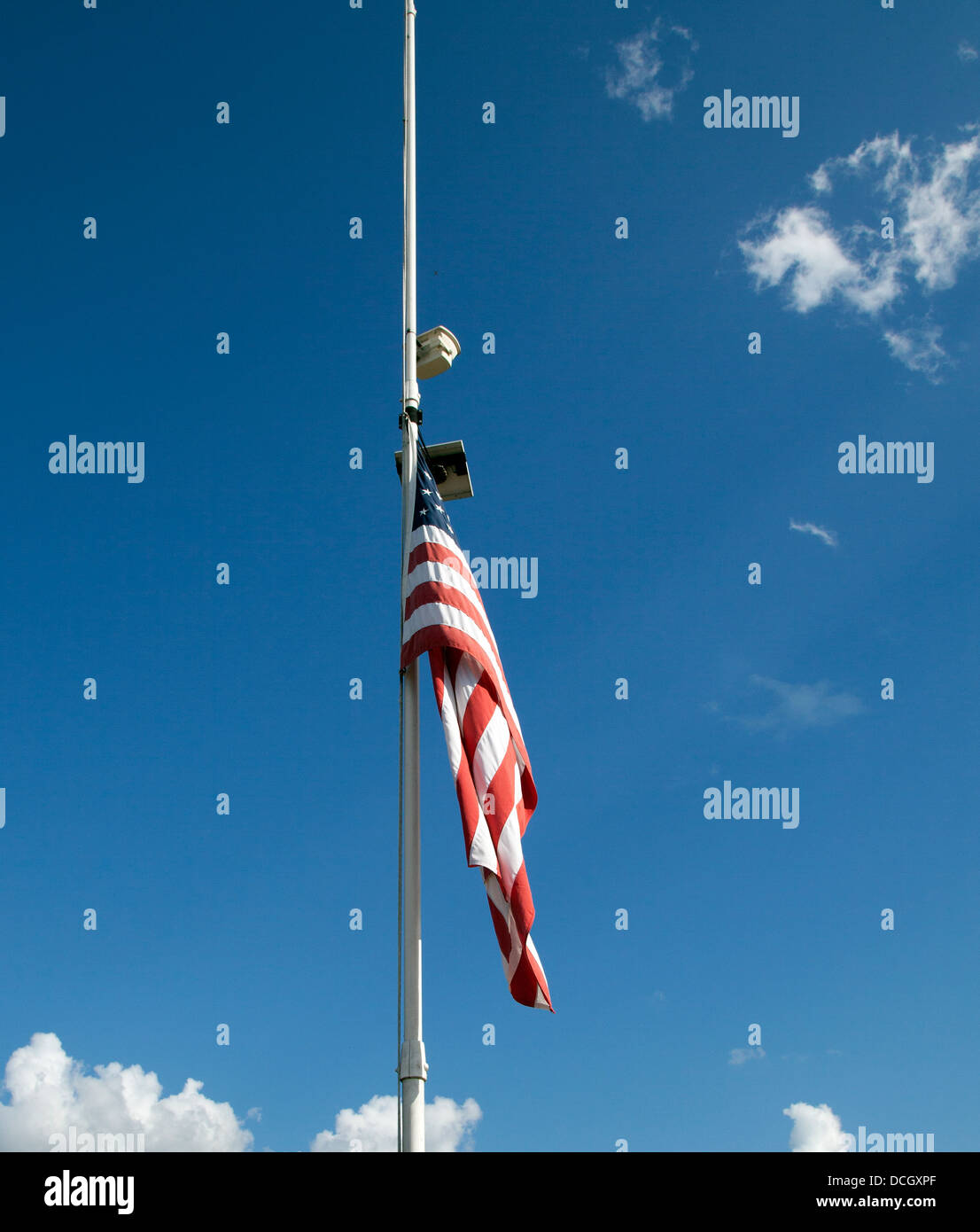 American flag at half-mast Stock Photo - Alamy