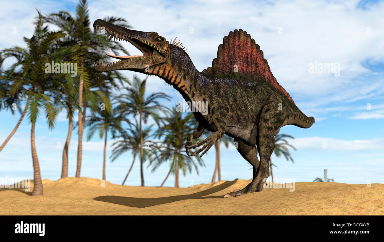 Spinosaurus hunting in a prehistoric environment Stock Photo - Alamy