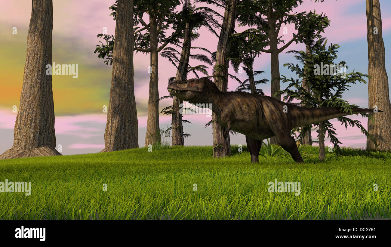 Tyrannosaurus Rex in a grassy field Stock Photo - Alamy