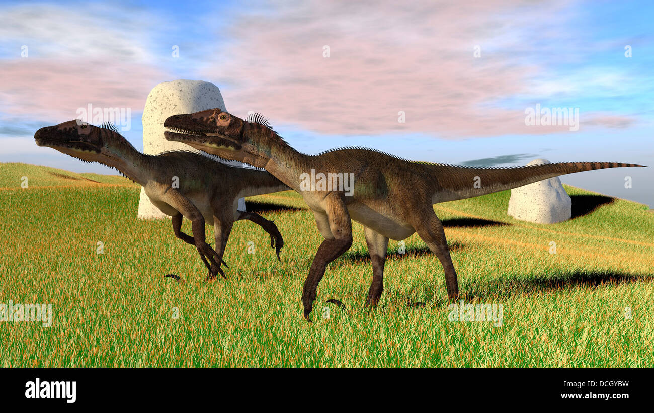 Utahraptor in prehistoric environment hi-res stock photography and ...