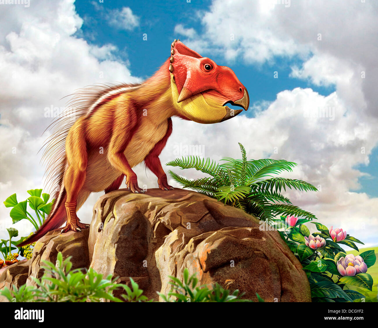 Leptoceratops and his favorite plants Stock Photo - Alamy