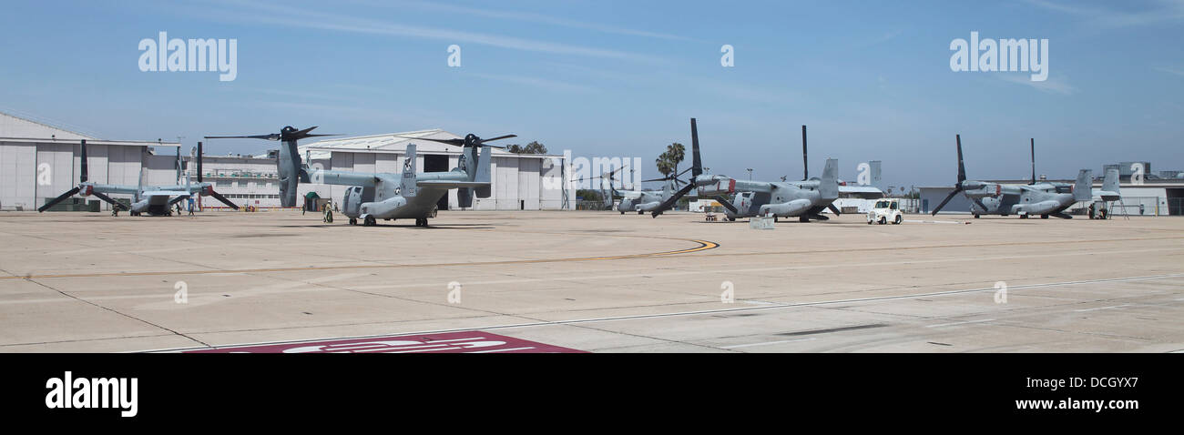 MV-22 Osprey aircraft on the flight line at Marine Corps Air Station ...