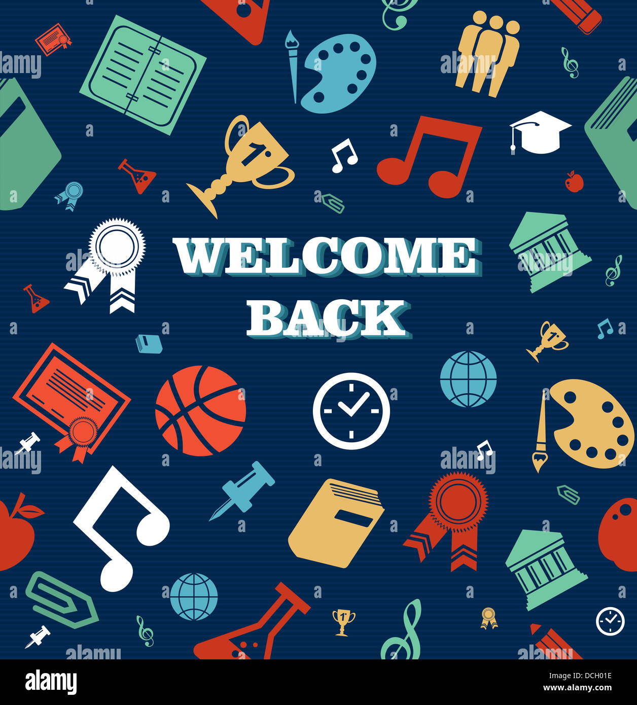 Back to School education icons Welcome back seamless pattern background ...