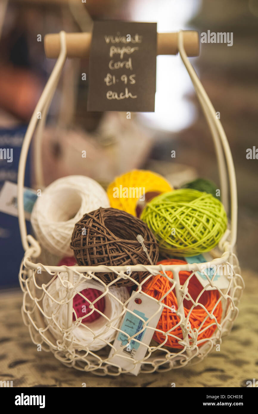 Basket of wool yarn with price tag Stock Photo - Alamy