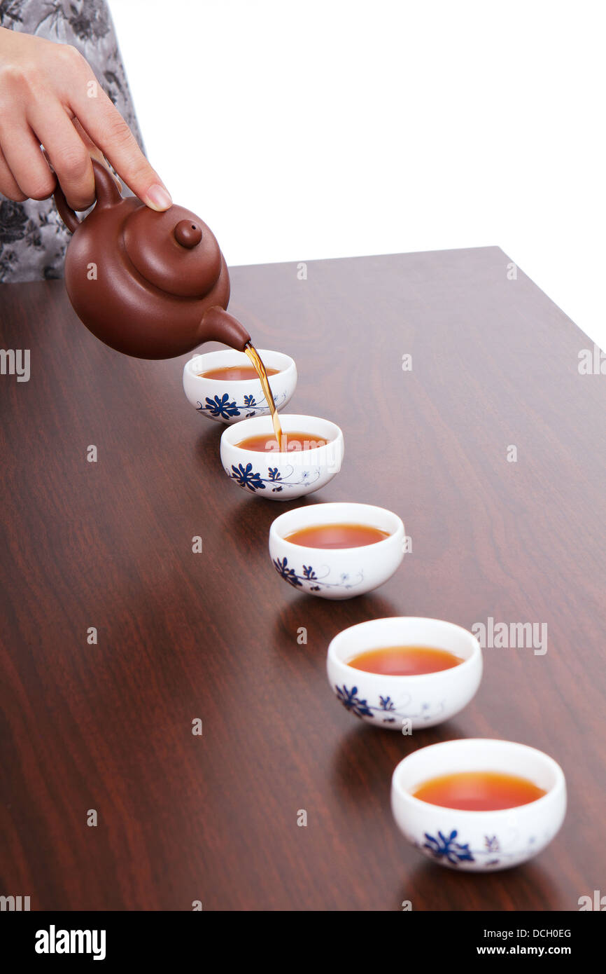 A hand in pouring tea closeup Stock Photo - Alamy