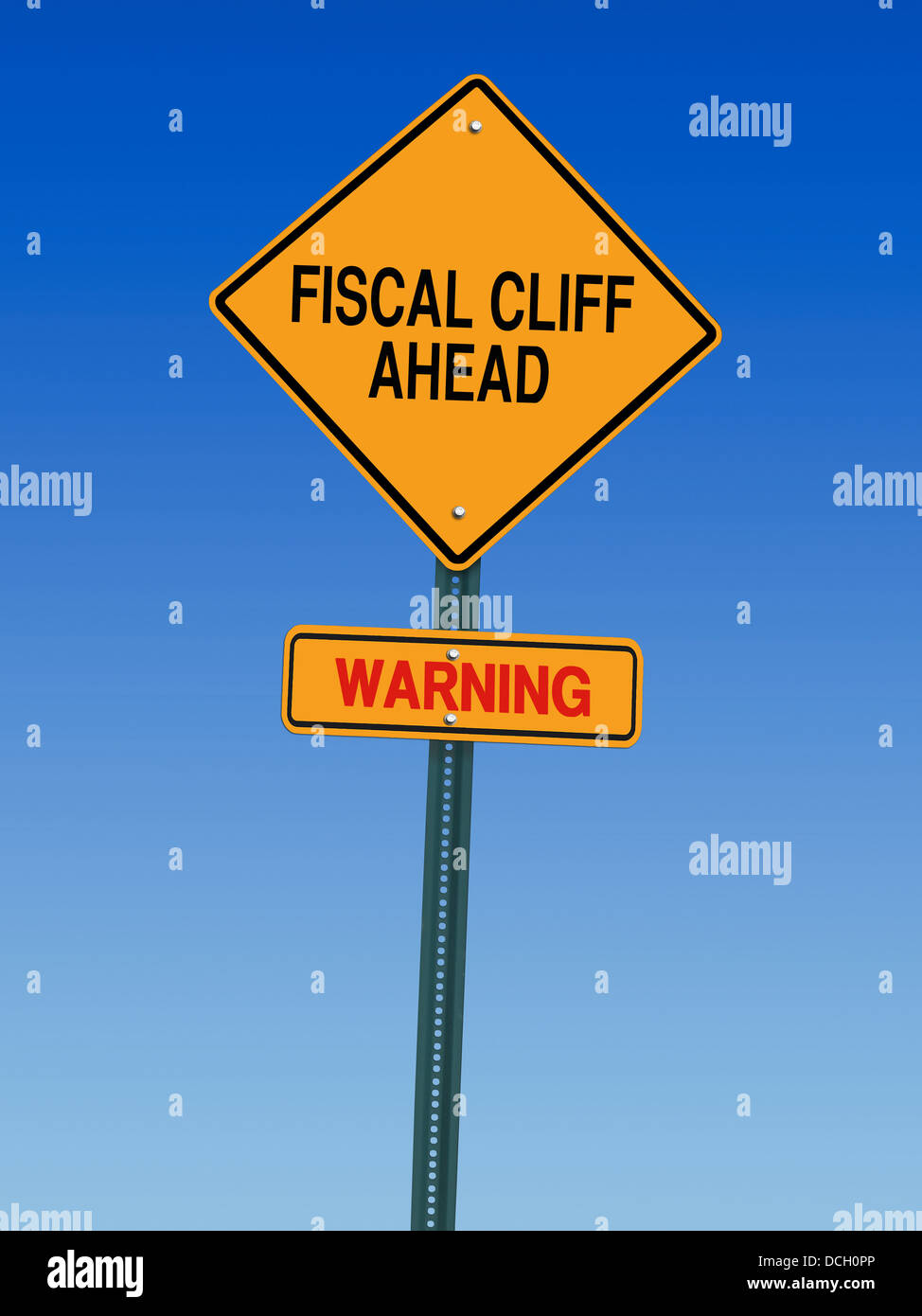 fiscal cliff ahead warning direction road sign Stock Photo - Alamy