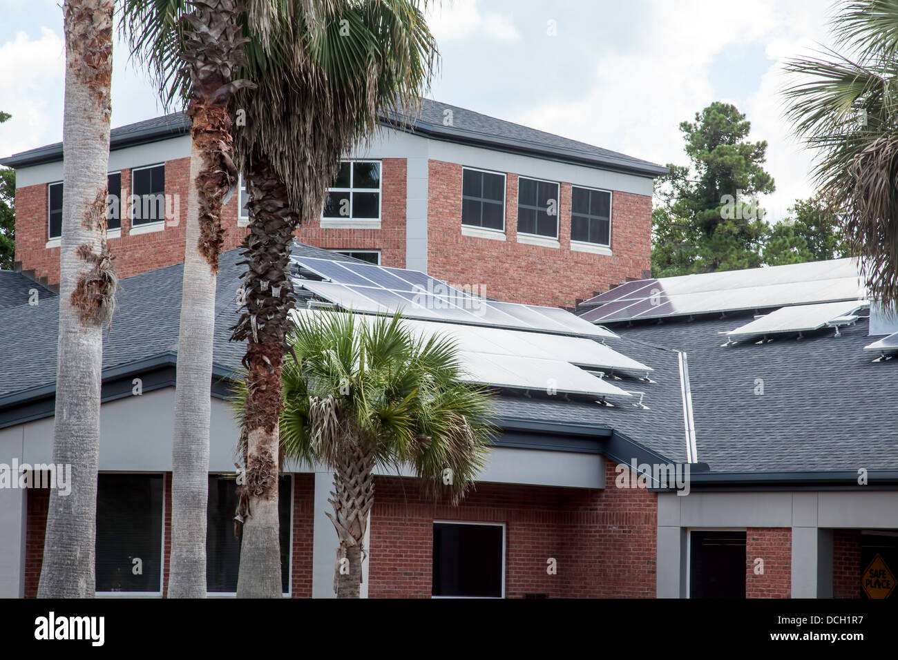 Solar panels on the roof of the Alachua County Library Millhopper ...
