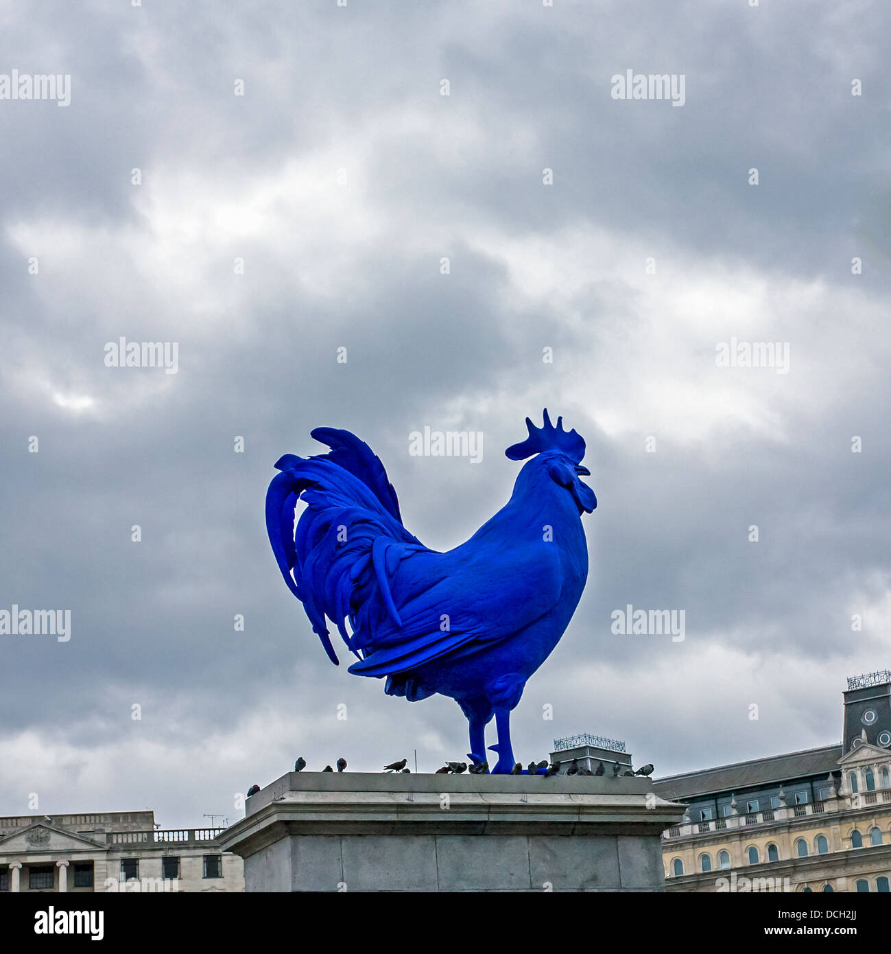 Blue Hahn Cock on 4th Plinth in Trafalgar Square,London Stock Photo - Alamy