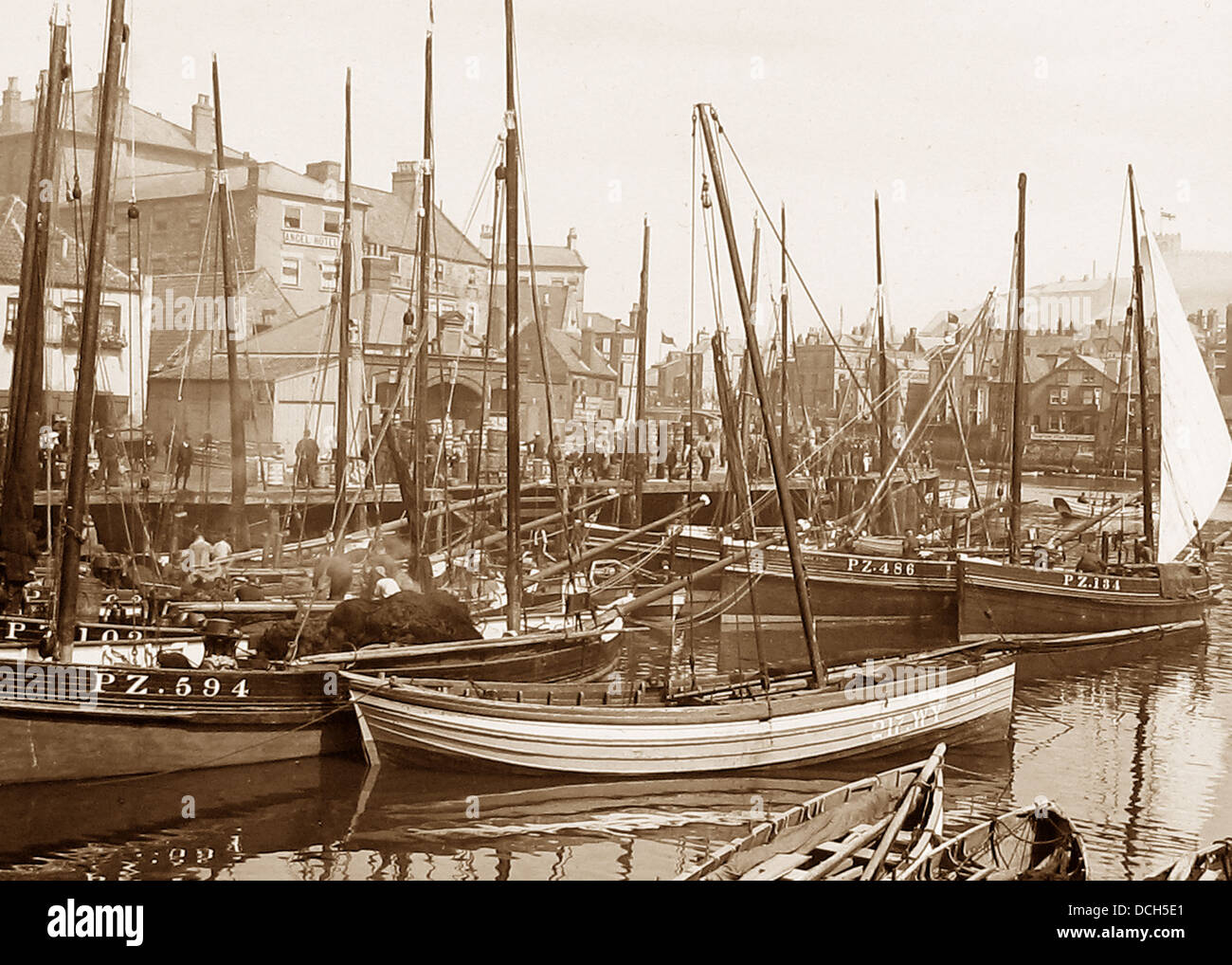 Whitby Harbour Victorian period Stock Photo - Alamy