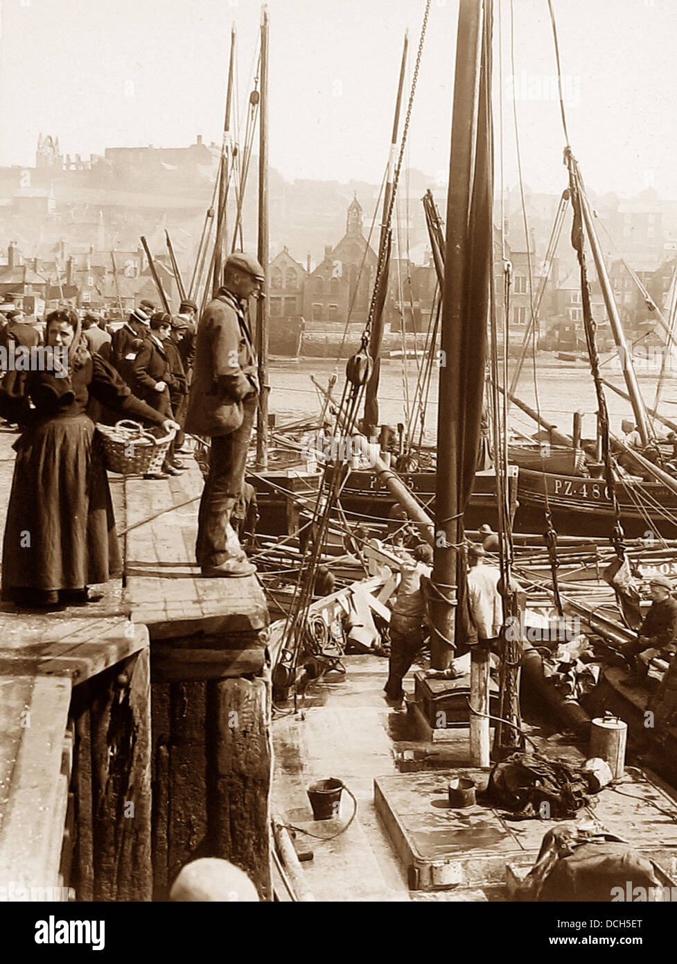 Whitby Fishermen Victorian period Stock Photo - Alamy