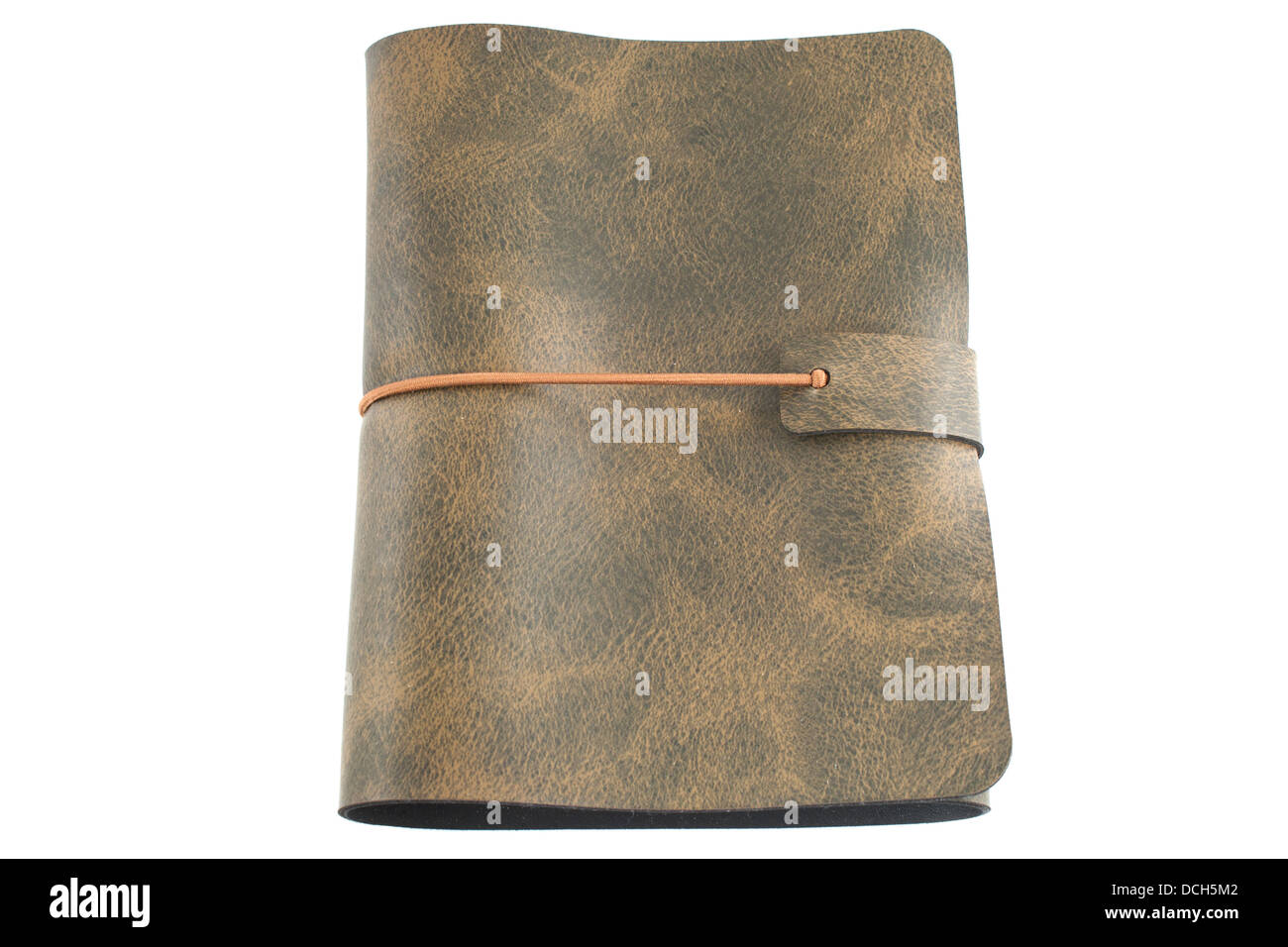 Brown leather notebook cover on white background Stock Photo - Alamy