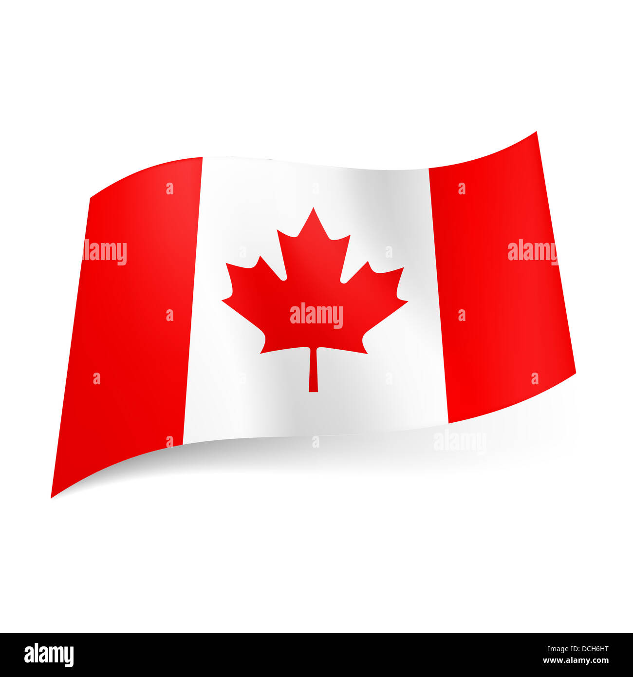 National flag of Canada: red and white vertical stripes with maple leaf ...