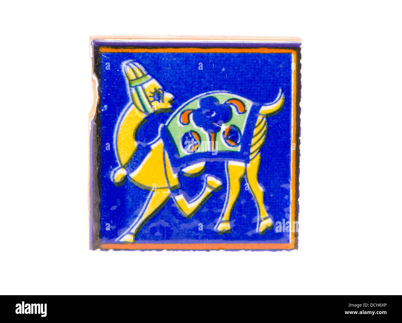 old beautiful indian decorative tile with camel symbol isolated on ...