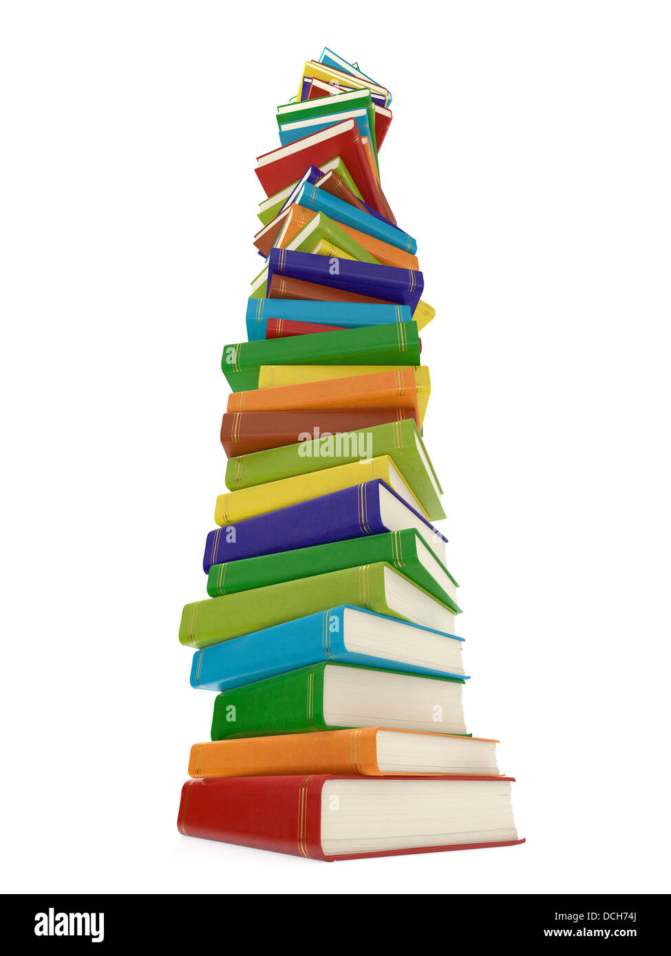 Computer generated image of multi colored book stack isolated on white ...