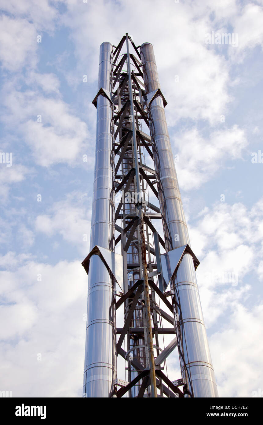house heating modern metal chimney on sky background Stock Photo - Alamy