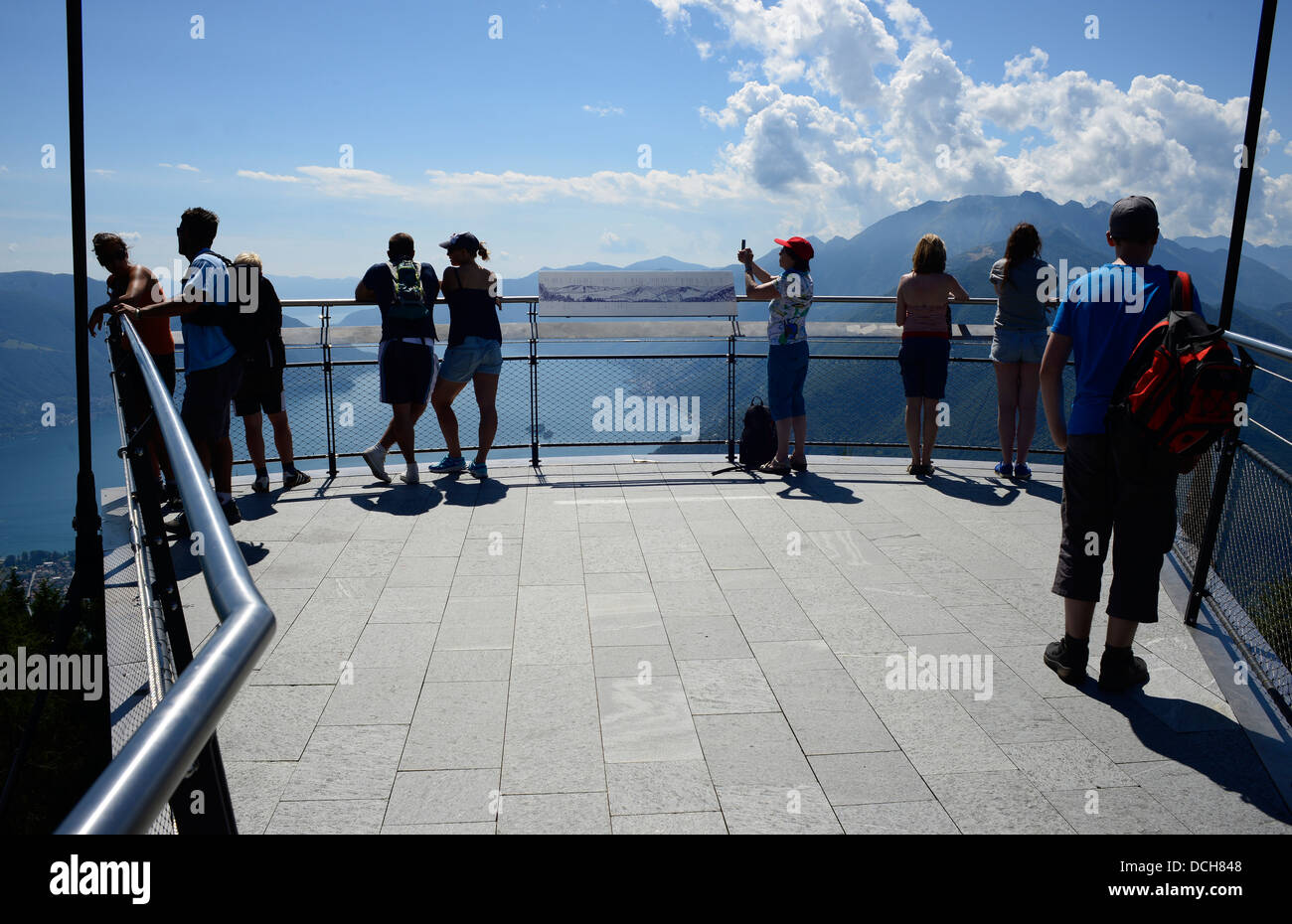 Cardada Observation Platform in Switzerland above Locarno Stock Photo ...