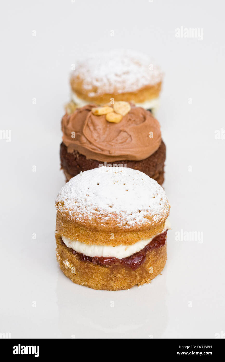 Homemade mini Victoria sandwich cakes on a white background Stock Photo ...
