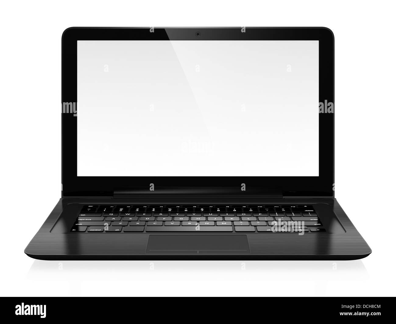 3D image of modern laptop with blank screen isolated on white Stock ...