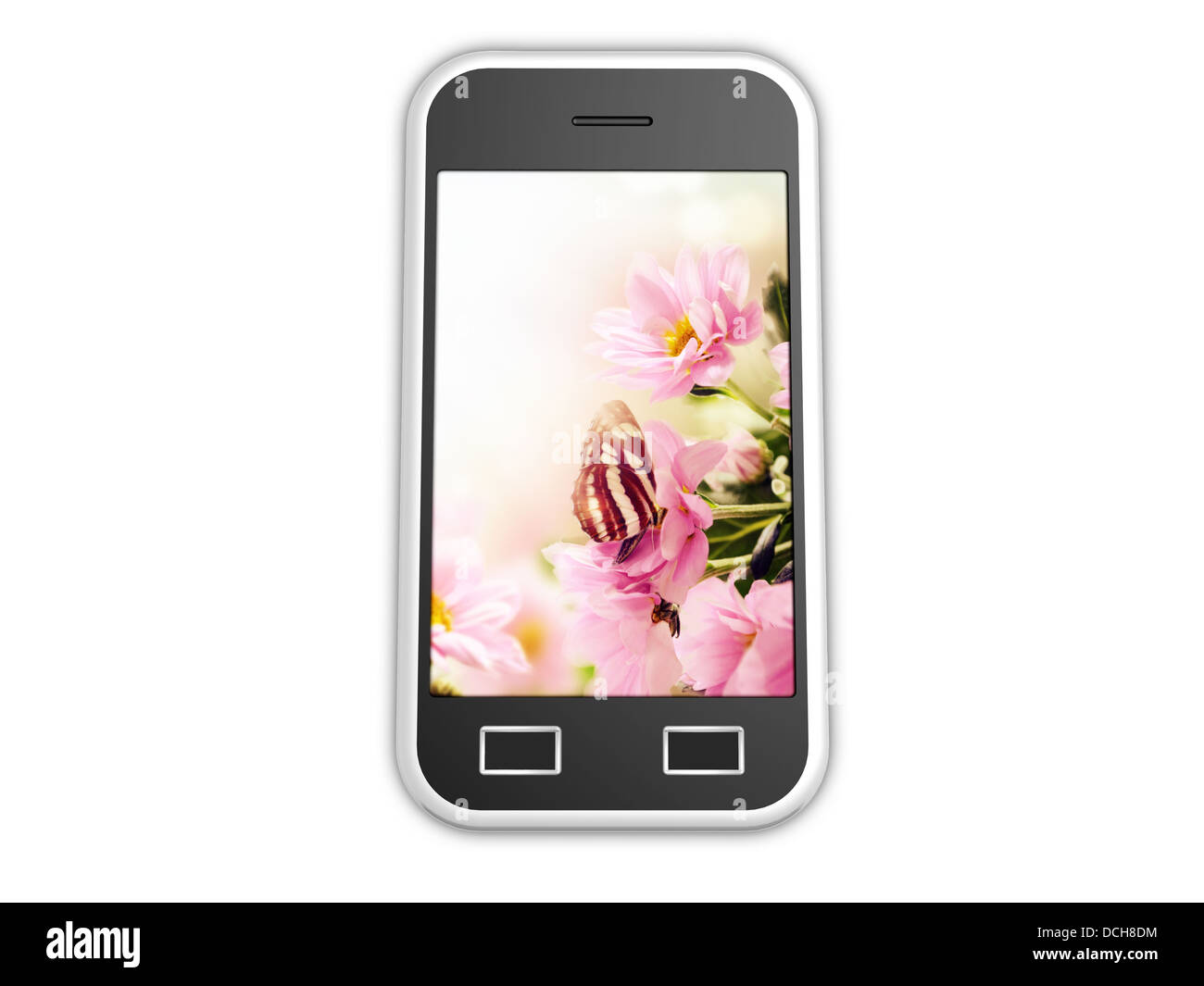3d visualization of isolated cell phone with touch screen Stock Photo ...