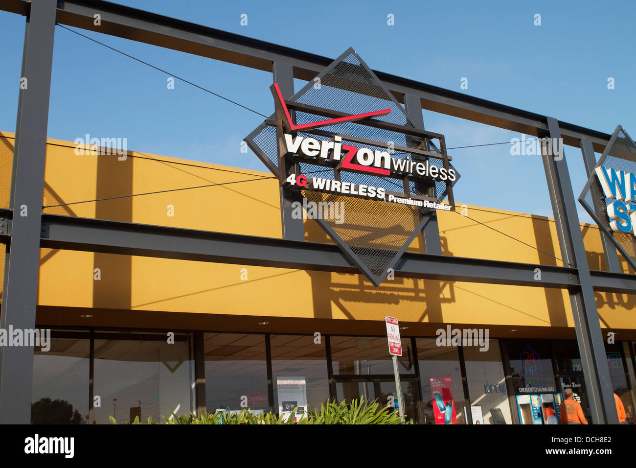 The exterior of a Verizon wireless store in Santa Ana California USA ...