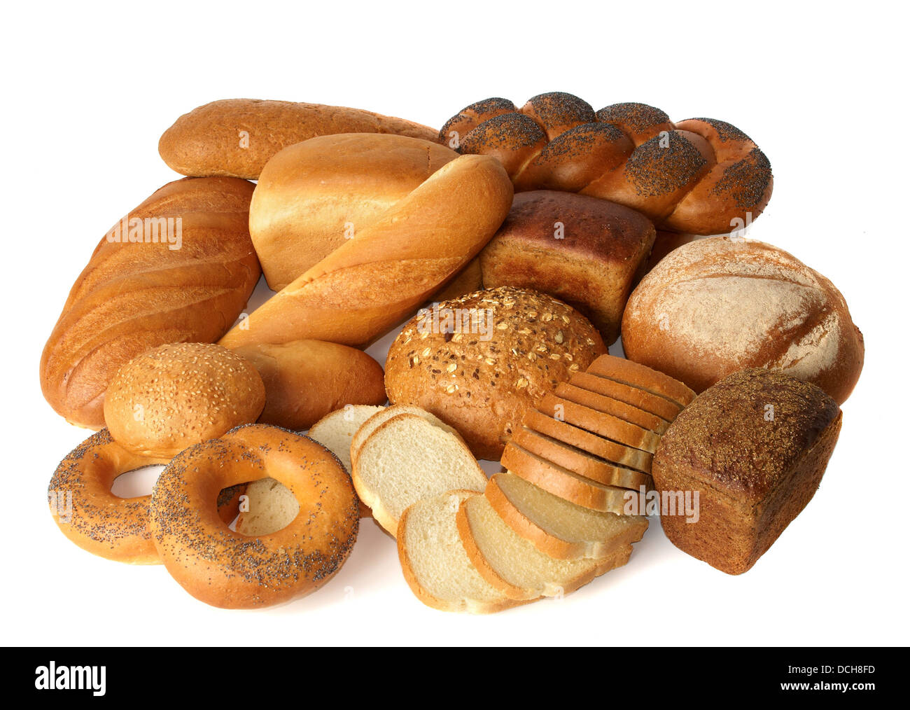 Bakery products isolated on the white background Stock Photo - Alamy