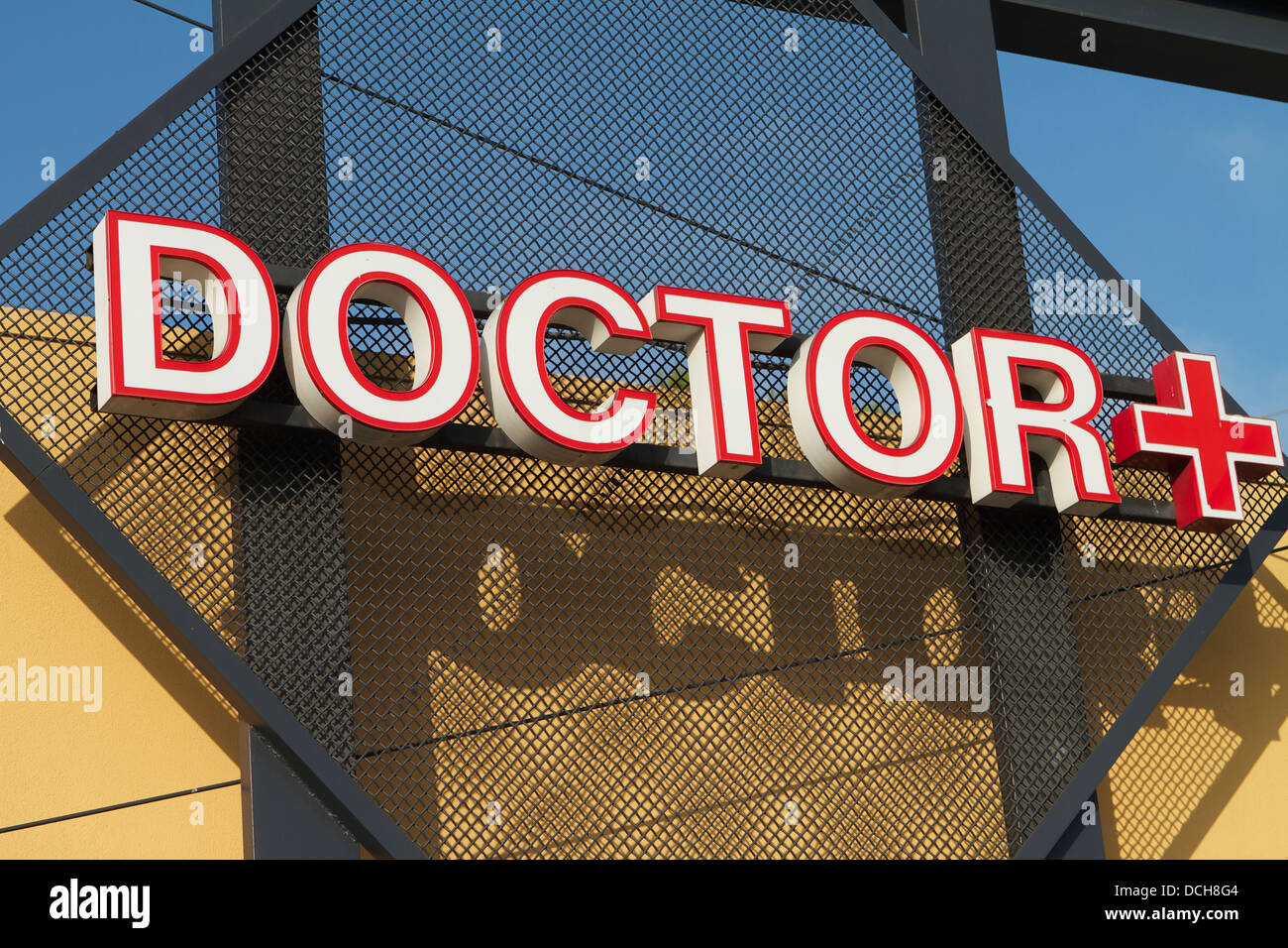 A doctors office sign with red cross in Santa Ana Southern California ...