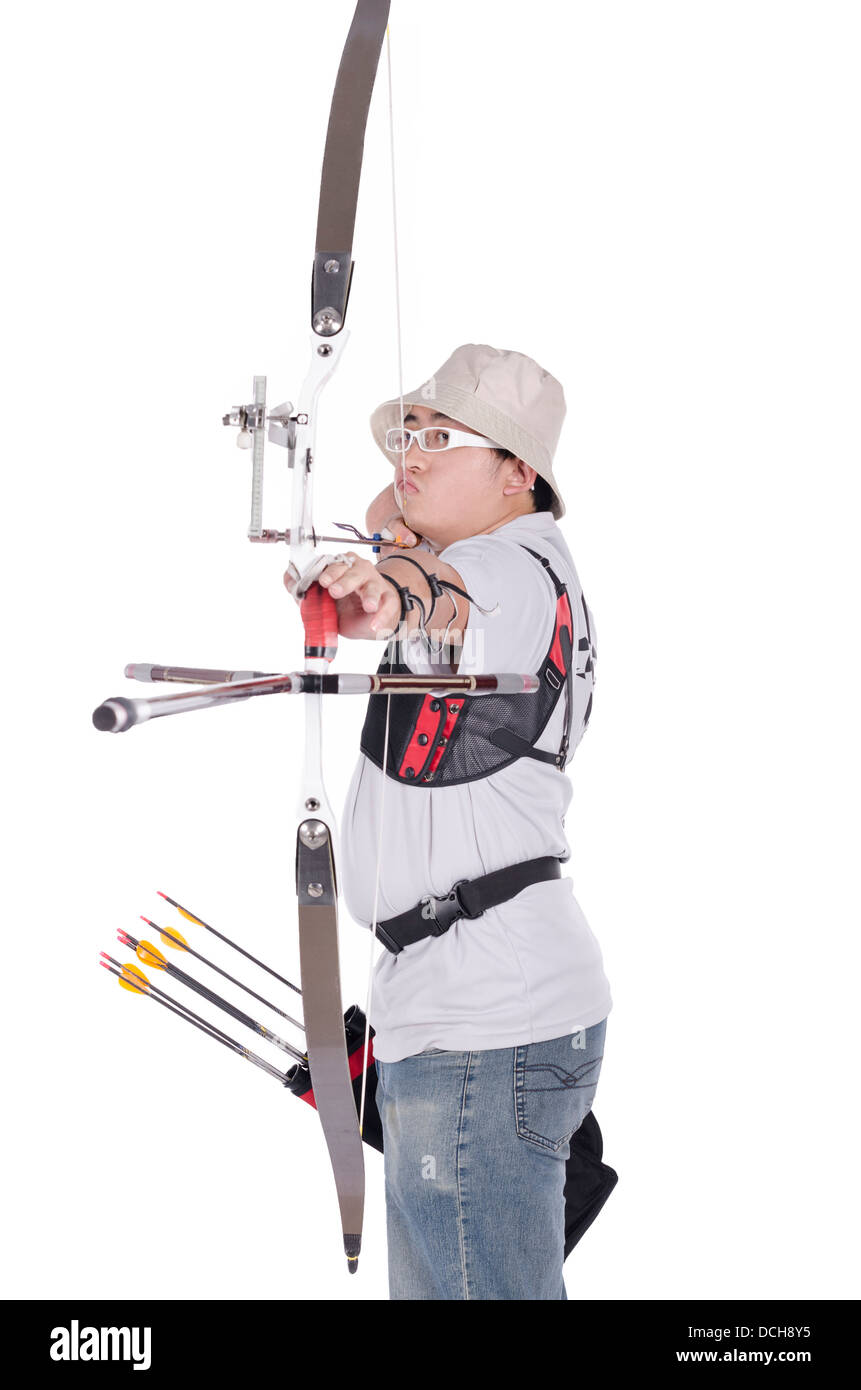 Young archer training with the bow Stock Photo - Alamy