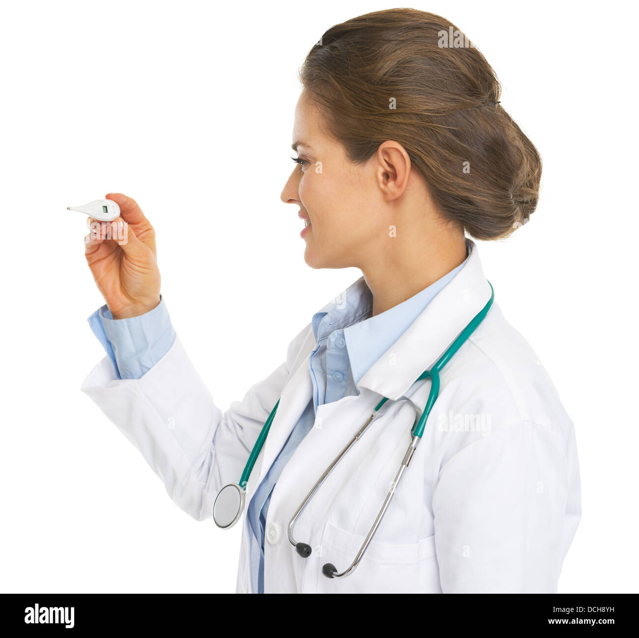 Doctor woman checking thermometer Stock Photo - Alamy