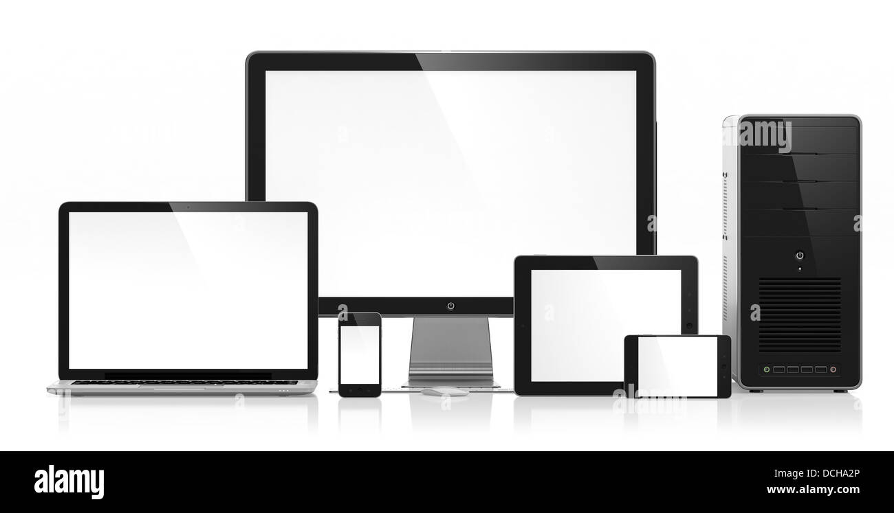 3D illustration of electronic devices isolated on white Stock Photo - Alamy