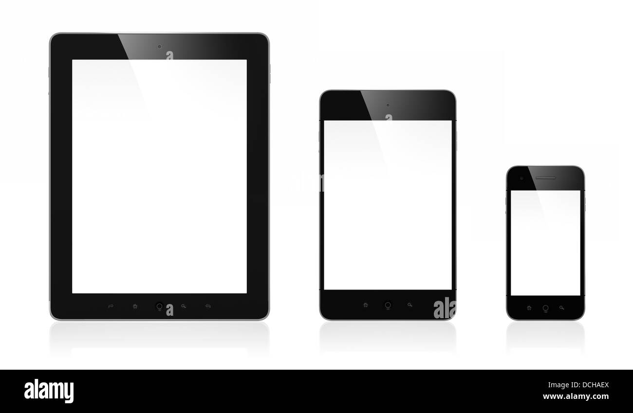 3d illustration of modern mobile devices isolated on white background ...