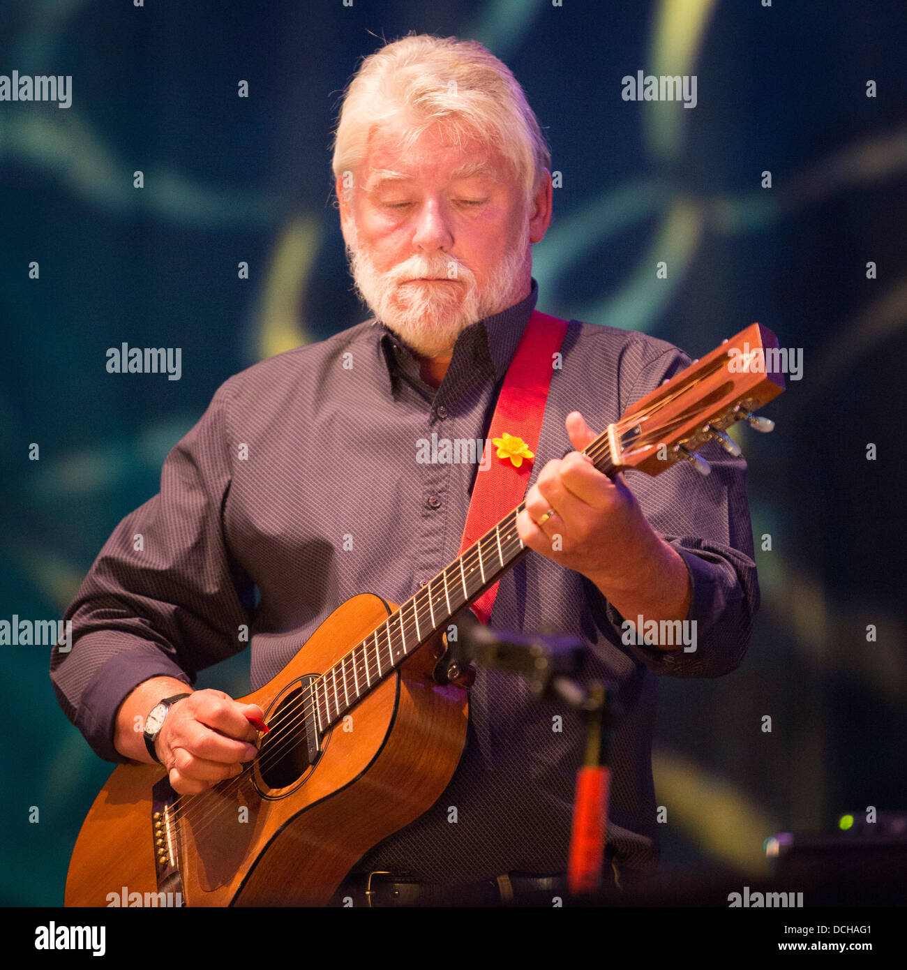 Simon Nicol lead singer and guitarist of Fairport Convention on stage ...