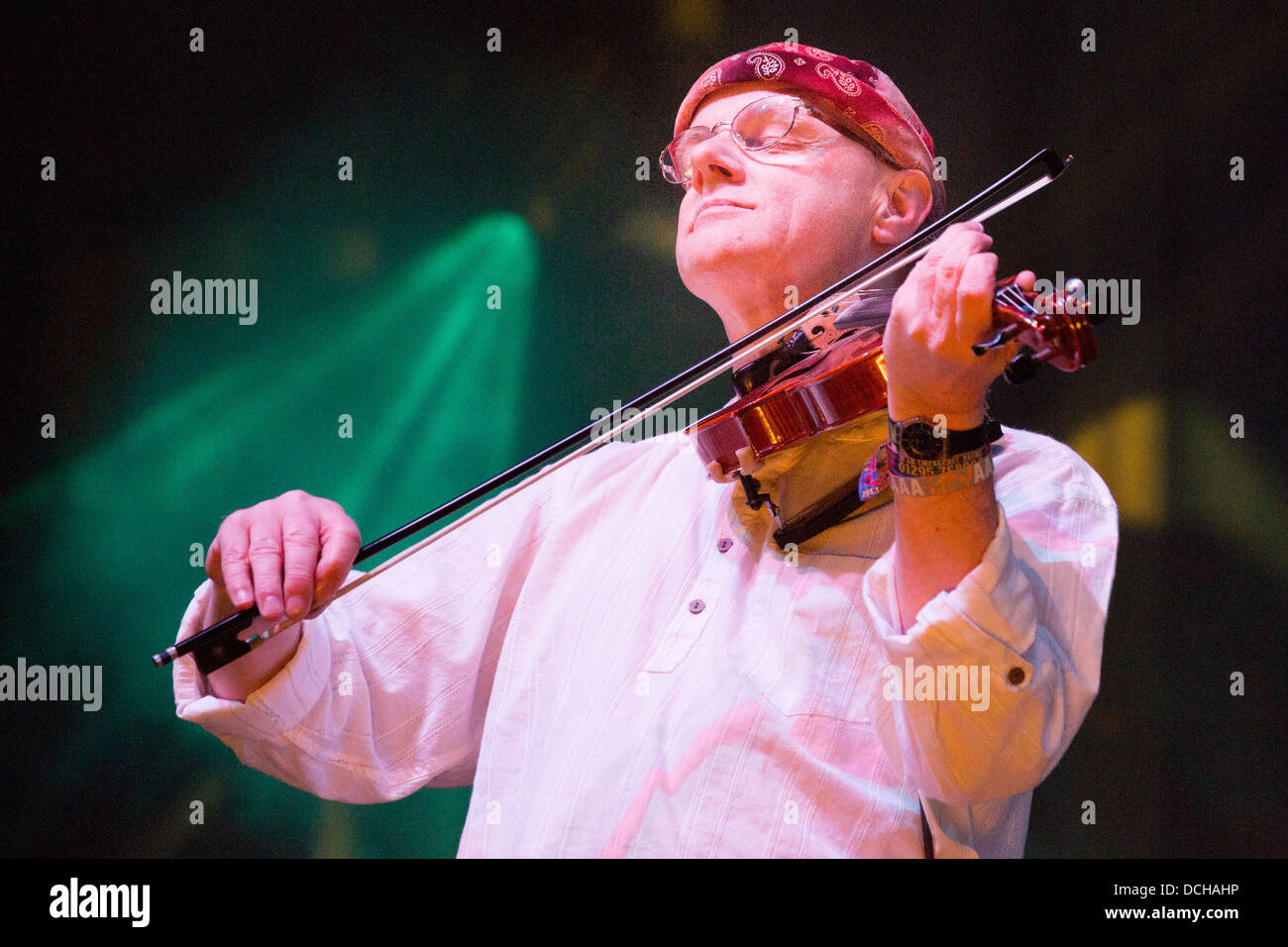 Ric Sanders fiddle player of Fairport Convention on stage at the band's ...