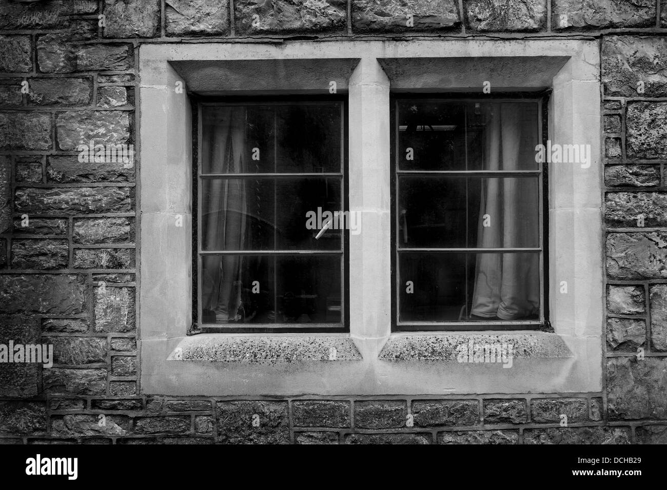window frame with grey slab brickwork surround Stock Photo - Alamy