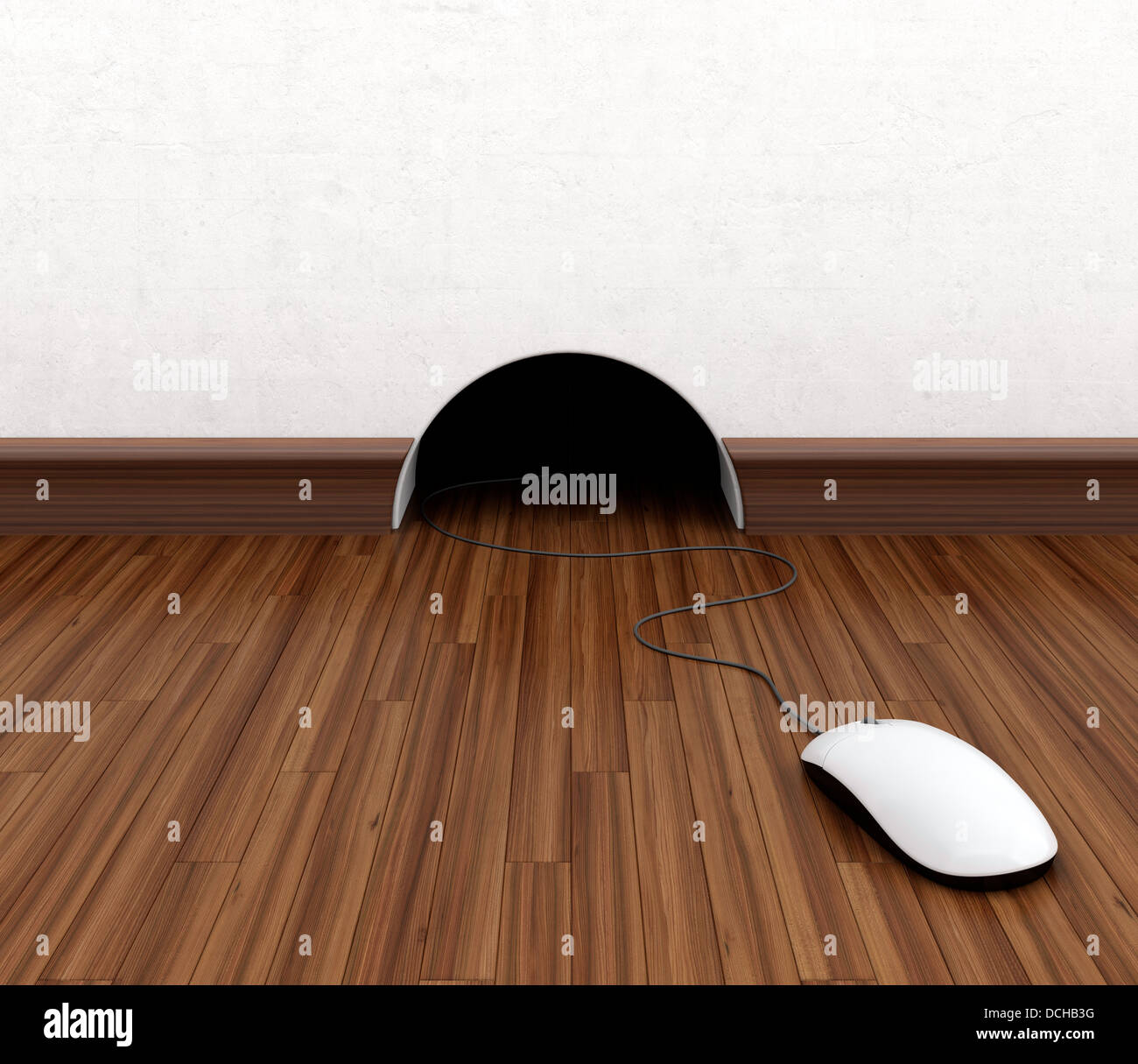 Computer mouse hidden in burrow. Fun concept Stock Photo - Alamy