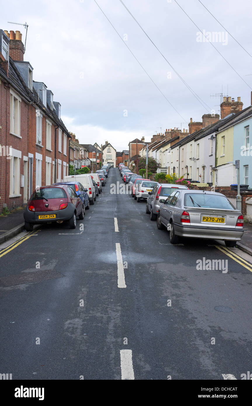 UK narrow street parking congestion residents parking Stock Photo - Alamy