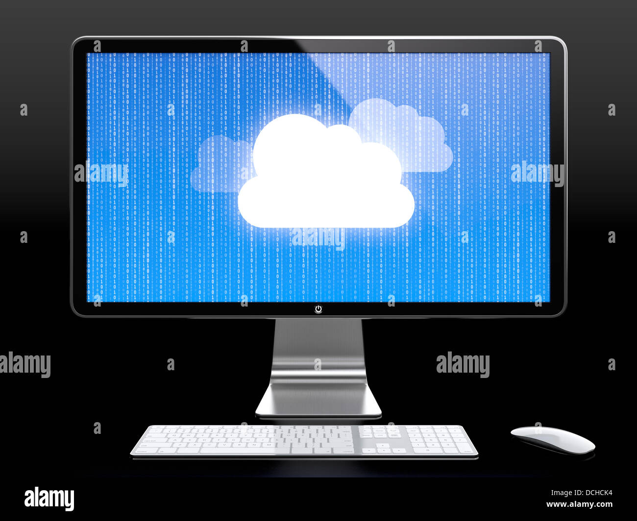 Computer monitor with cloud computing concept image on screen isolated ...