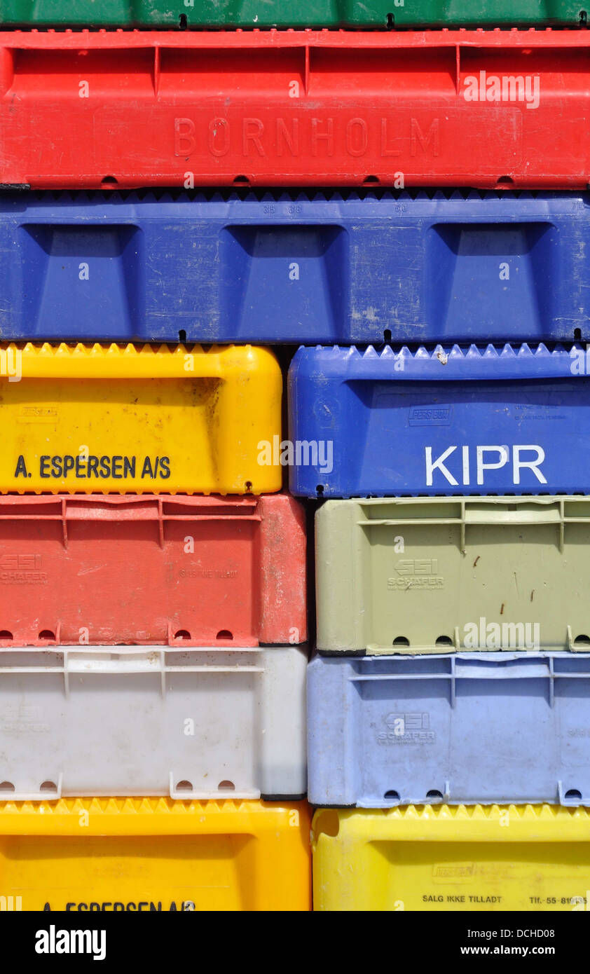 Blue plastic fish boxes hi-res stock photography and images - Alamy