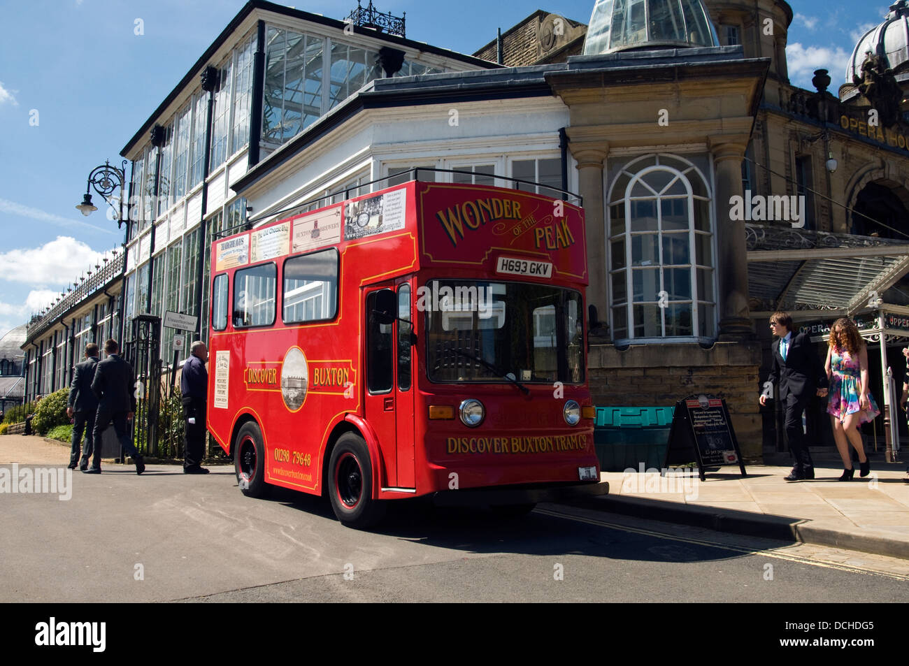 the big red Buxton bus Stock Photo - Alamy