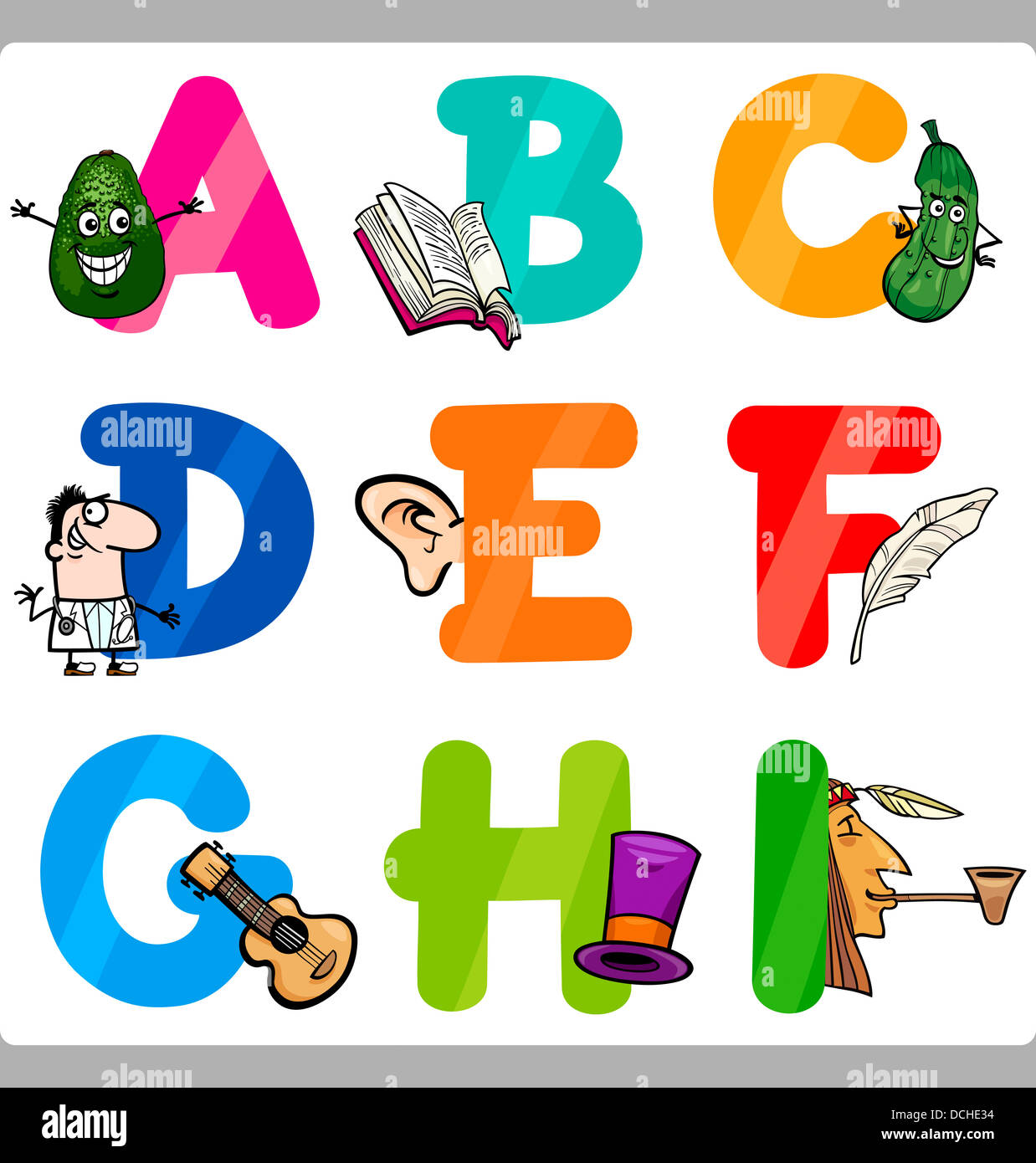 Cartoon Illustration of Funny Capital Letters Alphabet with Objects for ...